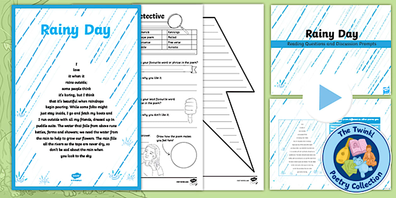 'Rainy Day' – Rhyming Calligram Shape Poem for KS2